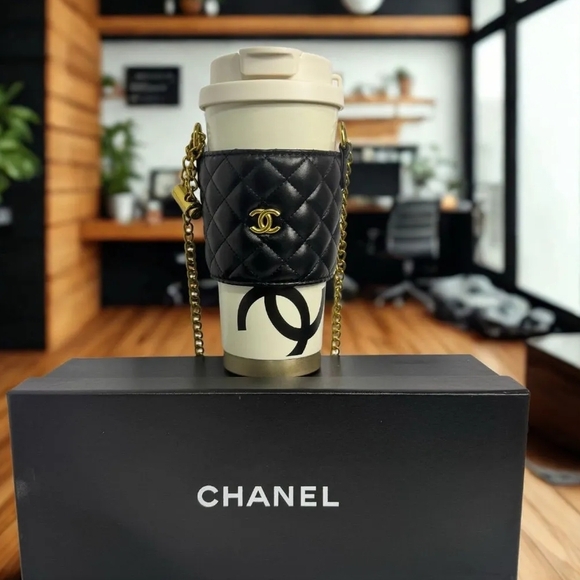 CHANEL | Kitchen | Chanel Black And Cream Quilted Tumbler Cup And ...